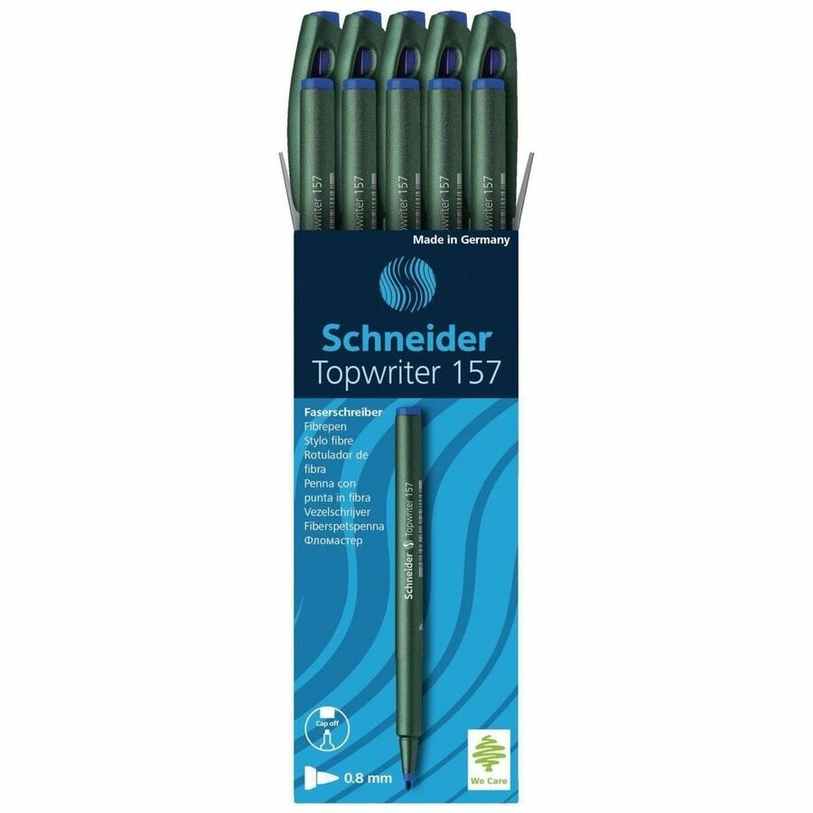 Schneider Topwriter 157 Fibre Tip Pens, Blue, 0.8 mm, Box of 10 - 0.8 ...
