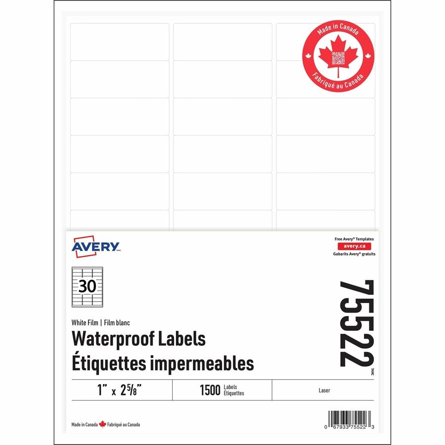 Avery Rectangle Waterproof Labels with Sure Feed Technology ...