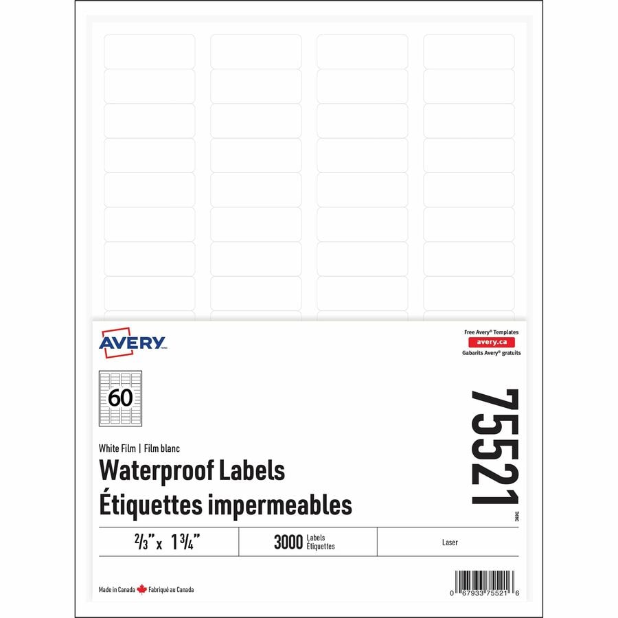 Avery Rectangle Waterproof Labels with Sure Feed Technology ...