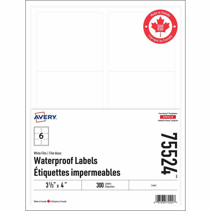 Avery® Rectangle Waterproof Labels with Sure Feed Technology ...