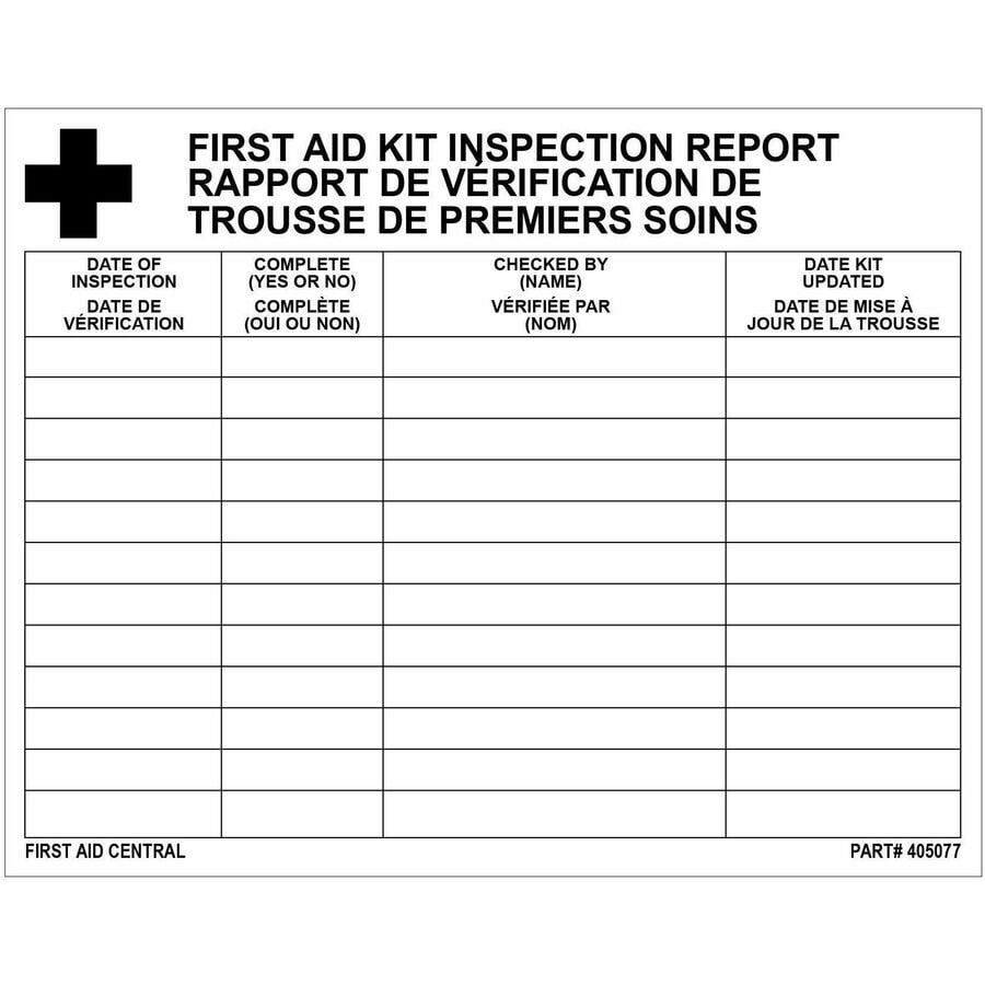 First Aid Central Inspection Report Card (Sticker), 14x11cm - 4 1/3 ...