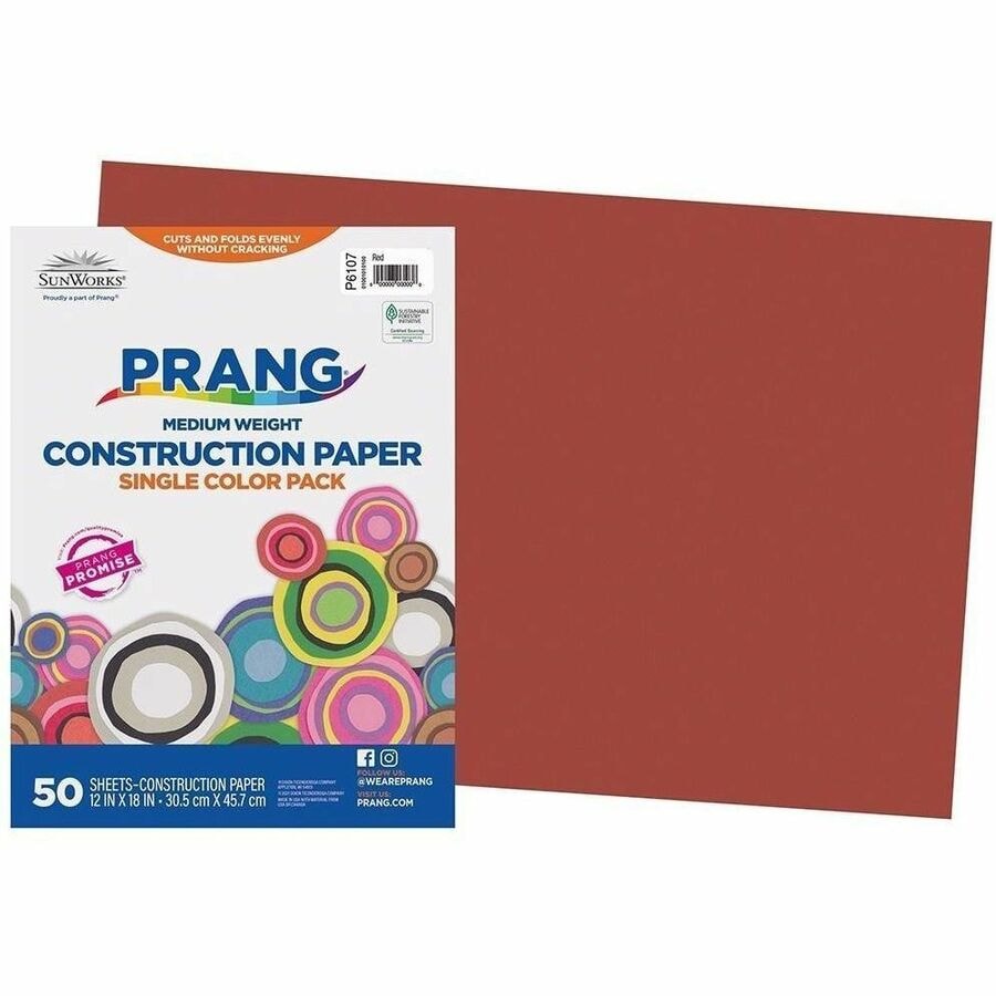 Prang Construction Paper, Red, 12" x 18" , 50 Sheets - Construction ...