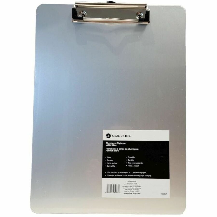 Grand & Toy Aluminum Letter-Size Clipboard - 8 1/2" (215.90 mm) x 11 ...