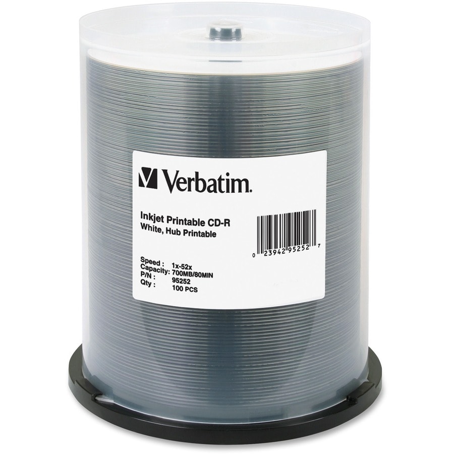 Verbatim 95252 CD Recordable Media - CD-R - 52x - 700 MB - 100 / Pack ...