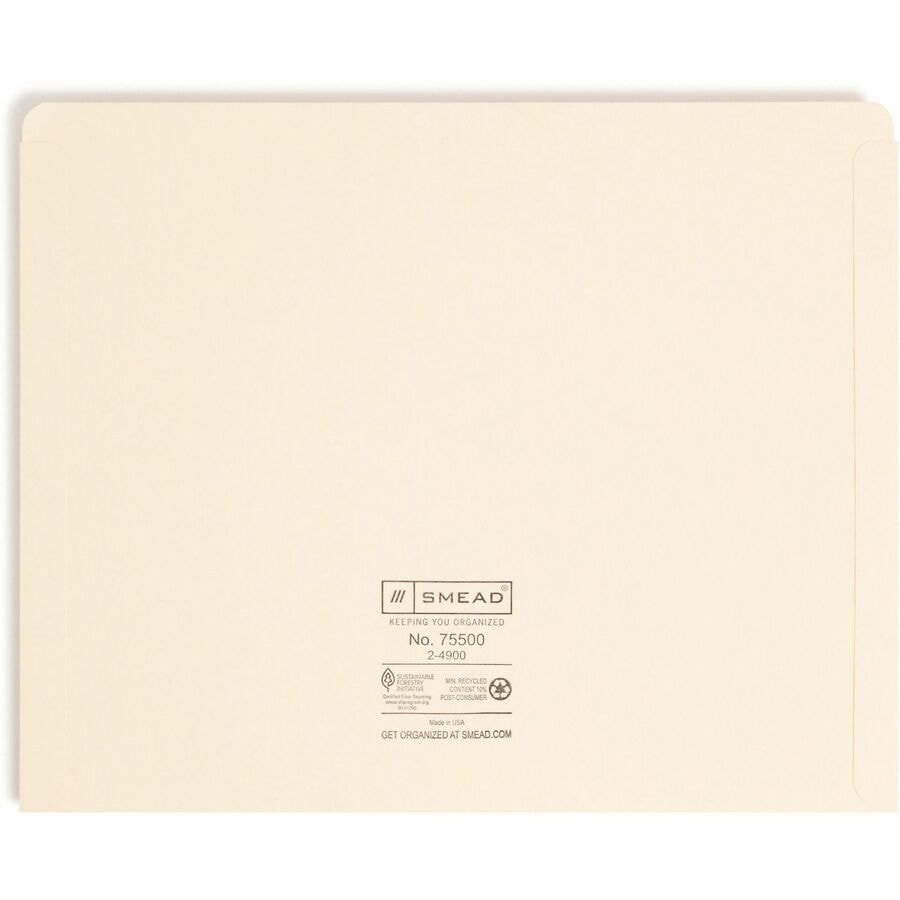 Smead Straight Tab Cut Letter Recycled File Jacket - 8 1/2" (215.90 mm ...