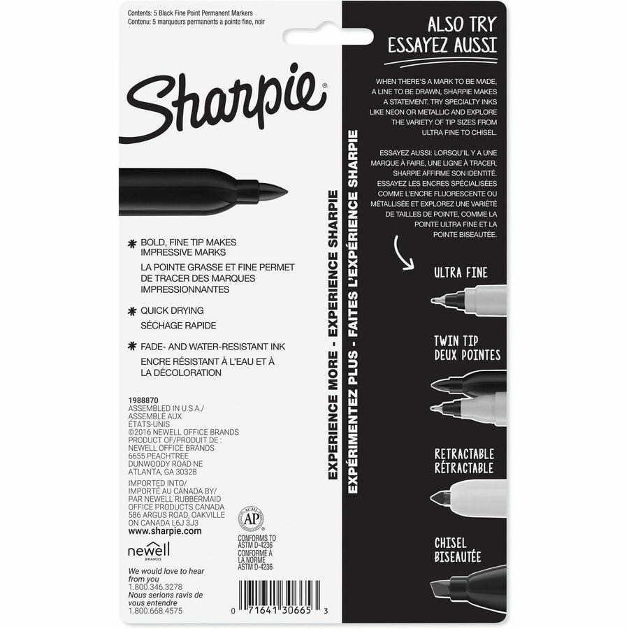 Sharpie Fine Point Permanent Marker - Fine Marker Point - Black Ink ...