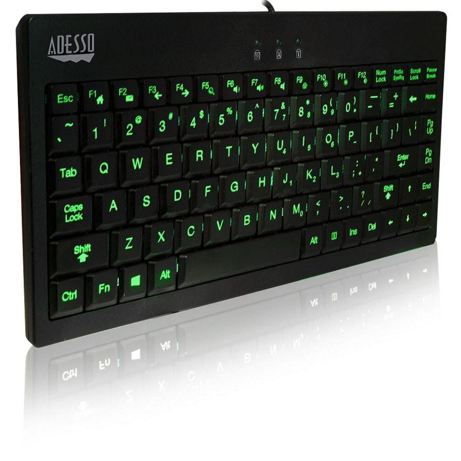 Adesso 3-Color Illuminated Mini Keyboard - Cable Connectivity - USB ...