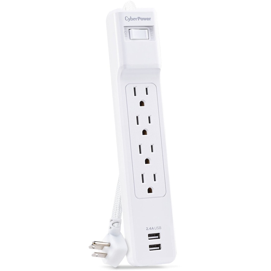 CyberPower Home Office P406U 4-Outlet Surge Suppressor/Protector - 2 x ...