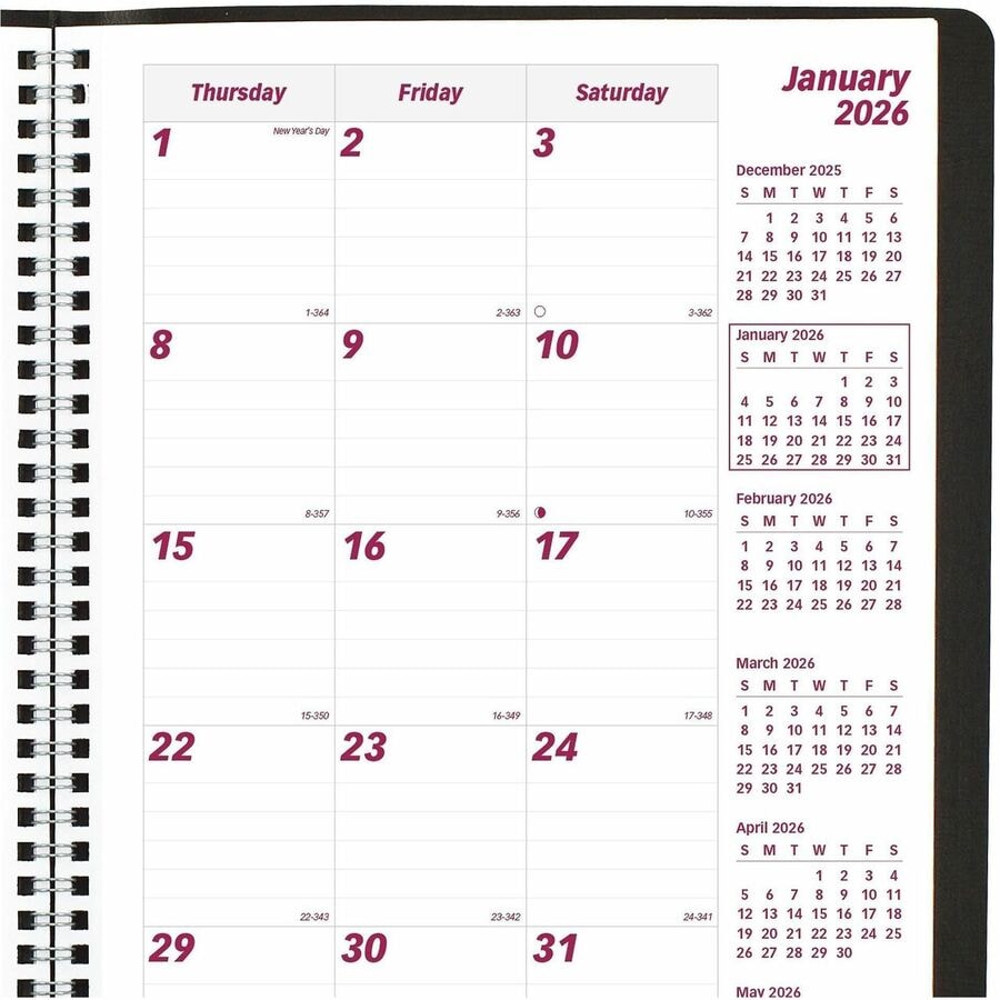 Brownline® Essential Monthly Diary 14 Month Twin Wire 11x8-1/2" English ...
