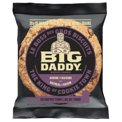 Big Daddy Cookies, Oatmeal and Raisin, 100g, 8/BX | Grand & Toy