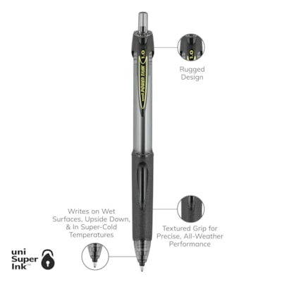 Uniball Power Tank Retractable Ballpoint Pens, Medium 1.0 mm | Grand & Toy