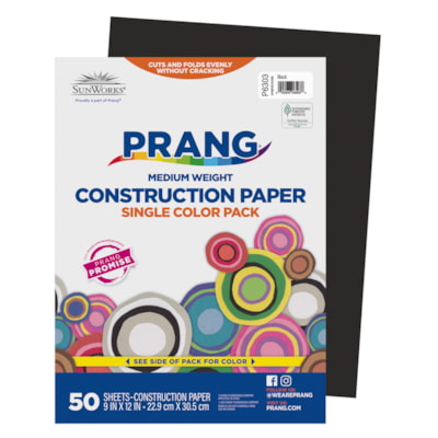Prang - Papier construction, noir, 9 po x 12 po, 50 feuilles | Grand & Toy