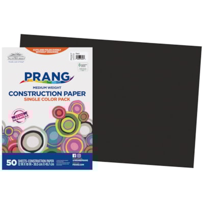 Prang Construction Paper, Black, 12'' x 18'', 50 Sheets | Grand & Toy