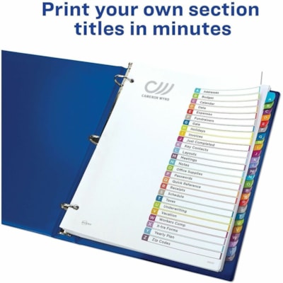Avery® Ready Index® Customizable Table of Contents Dividersfor Laser ...