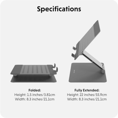 Targus HyperSpace Ergonomic Adjustable Laptop Stand - Space Grey - Up ...