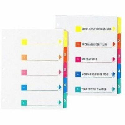 Grand & Toy Index Divider - 5 Tab/Set - Letter - 8.50" Width x 11 ...