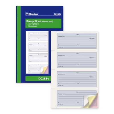 Blueline Receipt Forms Book - 100 Sheet(s) - 3 Part - Carbonless Copy ...