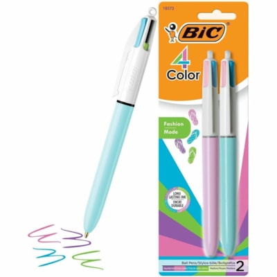 BIC 4-Color Fashion Retractable Ball Pen, Assorted, 2 Pack - 1 mm (0.04 ...