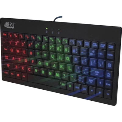 Adesso 3-Color Illuminated Mini Keyboard - Cable Connectivity - USB ...