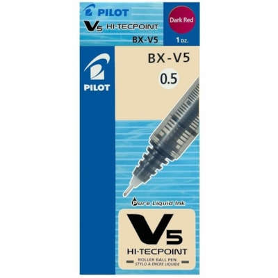 Pilot Hi-Tecpoint Rollerball Pen - 0.5 mm (0.02") Pen Point - Dark Red ...
