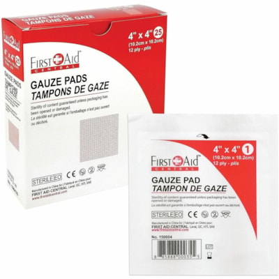 First Aid Central Gauze Bandage - 4" Width x 4" Length - 25 / Pack ...
