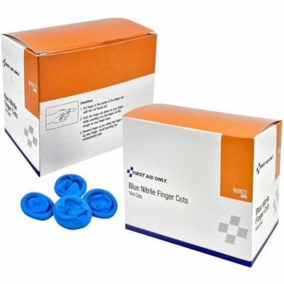 First Aid Only Finger Cots - Blue - 144 / Box | Grand & Toy