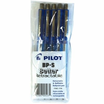 Pilot® BPS Better Retractable Ball Point Pens Fine Point Blue 5/pkg ...