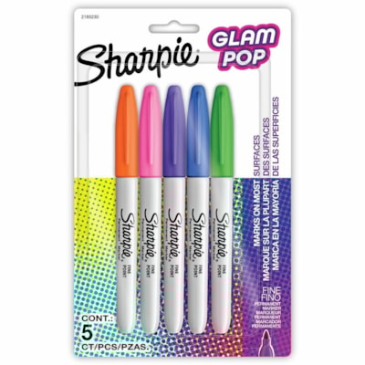 Sharpie Glam Pop Permanent Markers - Fine Marker Point - Assorted Ink ...