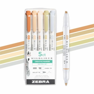 Zebra Mildliner Double-Ended Creative Highlighter Set - Neutral 5-Pack ...