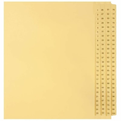 Mark Maker Buff Legal Index Tabs # 1-100, 1/25th Cut, With Numbered ...