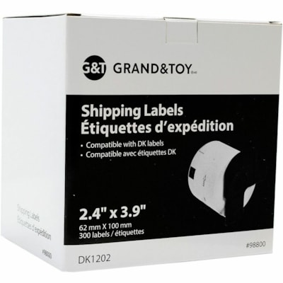 Grand & Toy Shipping Label - 2 2/5" (60.96 mm) Height x 3 29/32" (99.06 ...