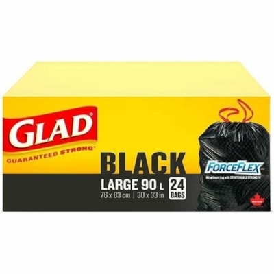 Glad Black Garbage Bags - Large Size - 90 L Capacity - 33" (838.20 mm ...