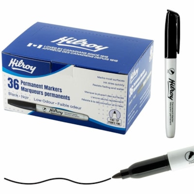 Hilroy Permanent Fine Black Marker - Fine Marker Point - Black Ink ...