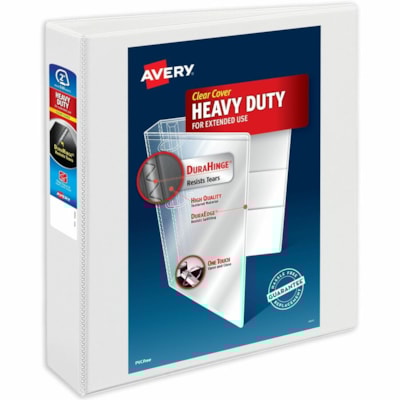 Avery® Heavy Duty View Binder 2" , One Touch(tm) Locking D Rings, White ...