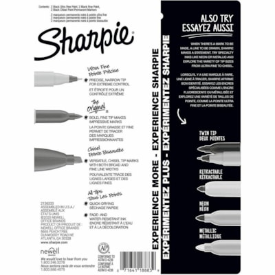 Sharpie Permanent Marker - Fine Chisel, Ultra Fine Marker Point - Black ...